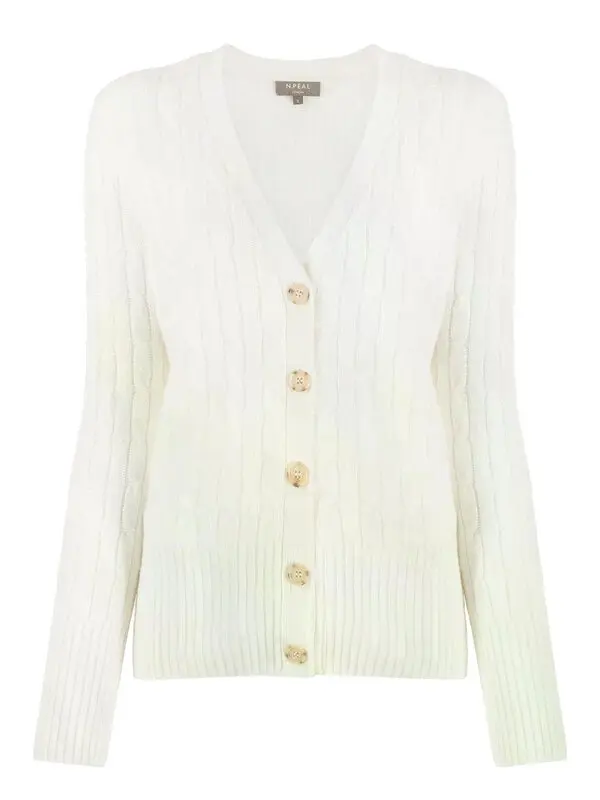 N.peal V-neck Cable-knit Cardigan - Neutrals