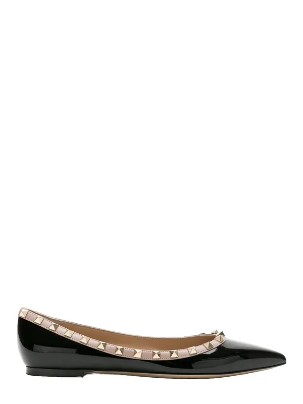 Valentino Garavani Rockstud Patent Leather Ballet Flats - Black