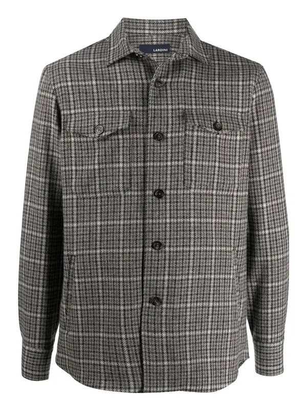 LARDINI Check Button-up Shirt Jacket - Brown