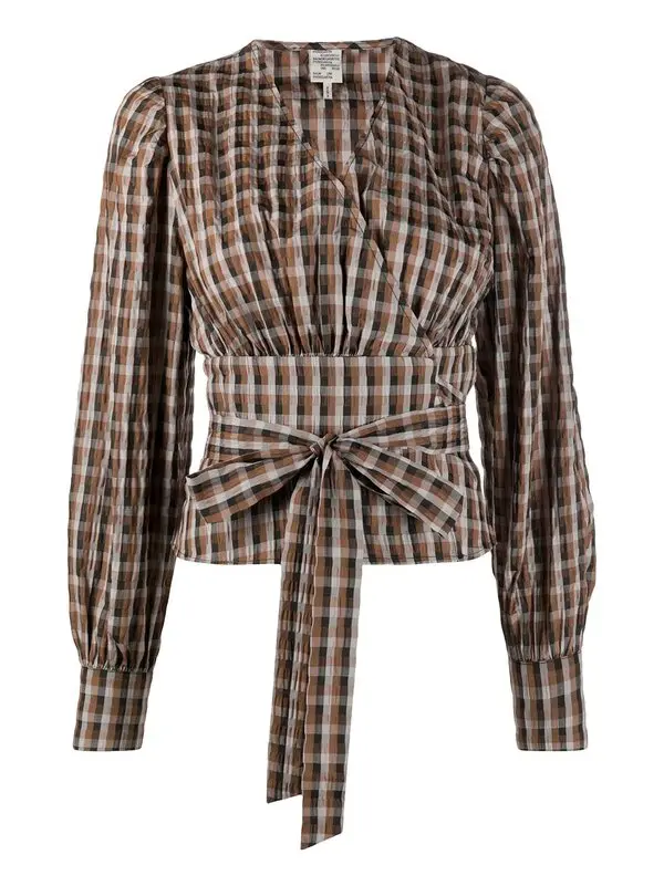Baum Und Pferdgarten Gingham-print Wrap Blouse - Brown