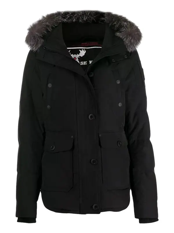 Moose Knuckles Hooded Down Parka Coat - Black