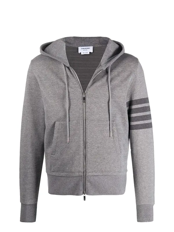 Thom Browne 4-bar Zip-up Hoodie - Grey