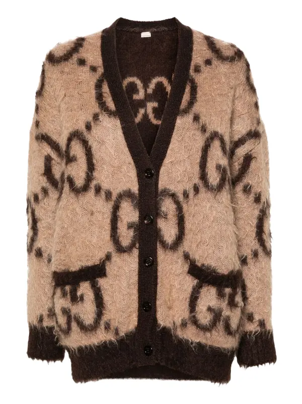 Gucci Reversible Gg-jacquard Cardigan - Neutrals