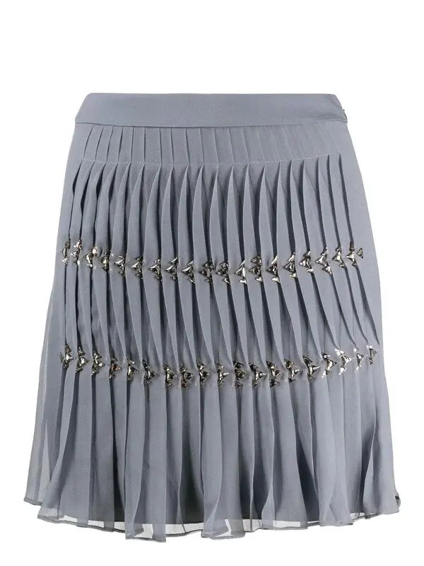 Alberta Ferretti Pleated Chain Link Mini Skirt - Grey