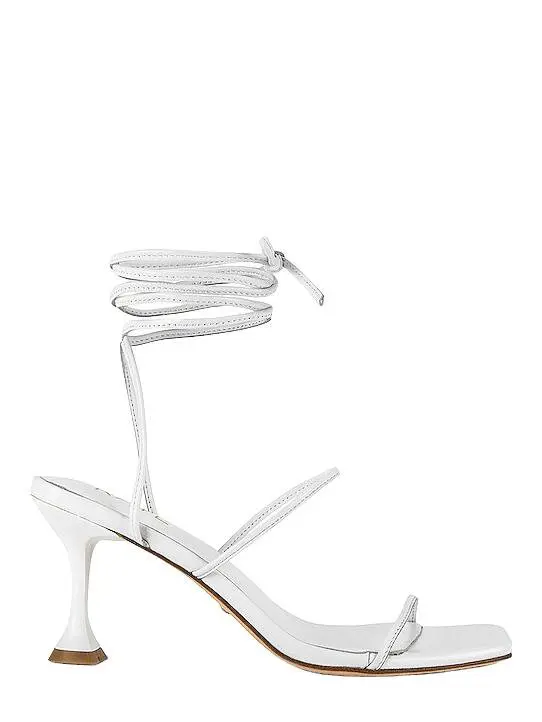 Raye Roo Heel With Rhinestone Embellishments And Tie Ankle Fastening - White