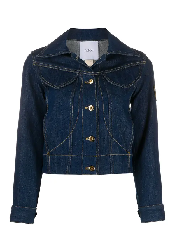Patou Logo-embroidered Denim Jacket - Blue