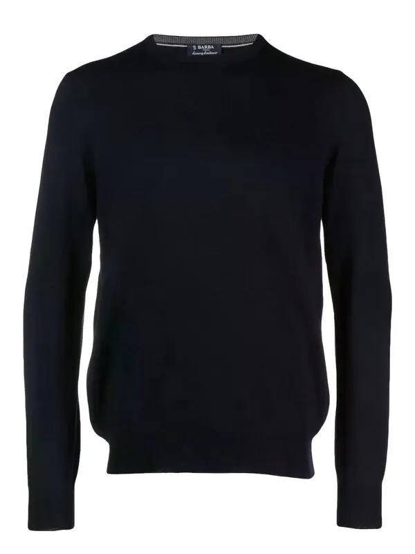 BARBA NAPOLI Crewneck Wool Jumper - Blue