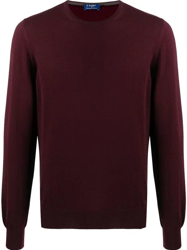 BARBA NAPOLI Crewneck Wool Jumper - Red