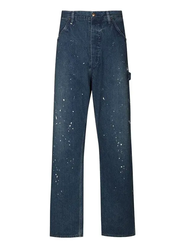 ORSLOW Paint Splatter Straight-leg Jeans - Blue