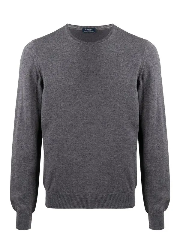 BARBA NAPOLI Crewneck Virgin Wool Jumper - Grey