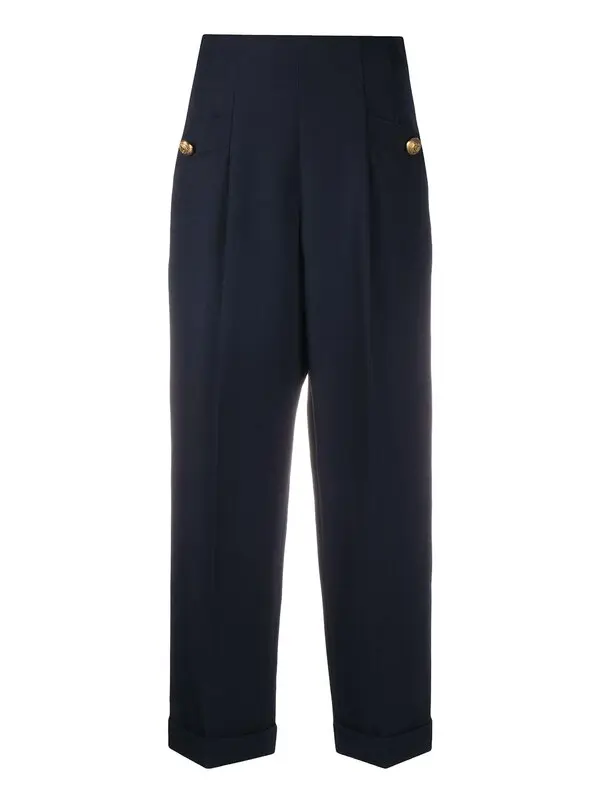 Sandro High-waisted Cropped Trousers - Blue