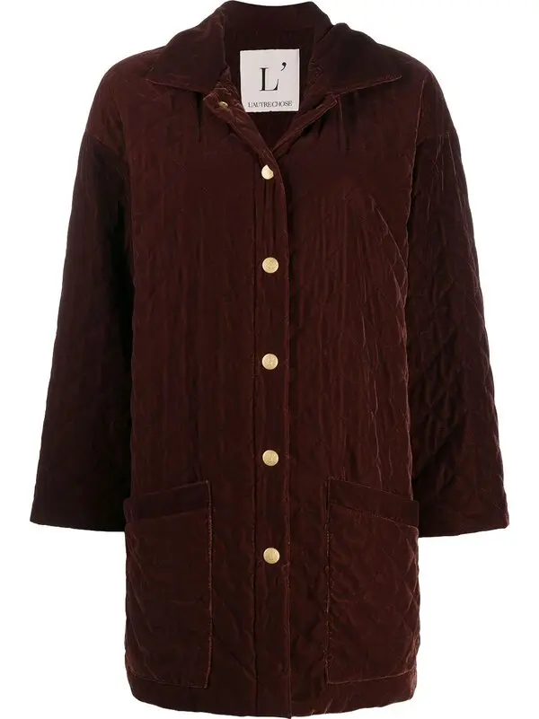 L' AUTRE CHOSE Quilted Velvet Jacket - Brown