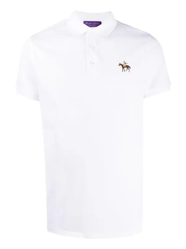 Ralph Lauren Purple Label Logo Embroidered Polo Shirt - White