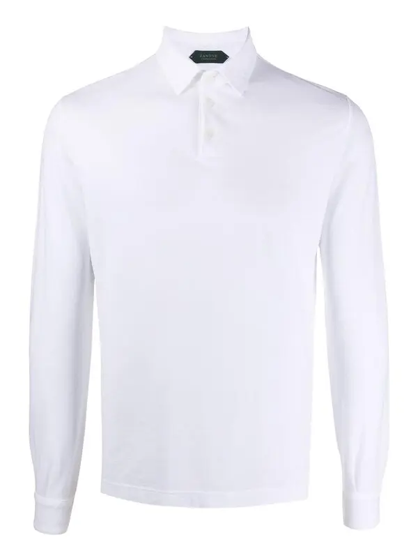 ZANONE Point-collar Long Sleeved Polo Shirt - White