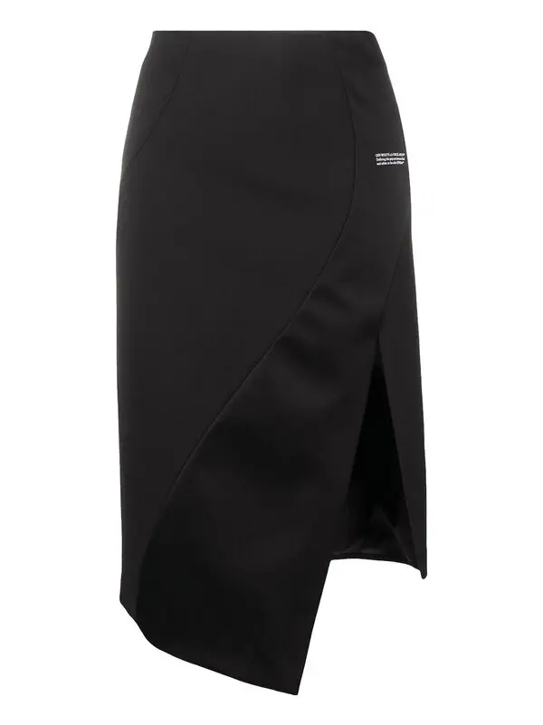 Off-White Asymmetric Hem Logo-print Skirt - Black