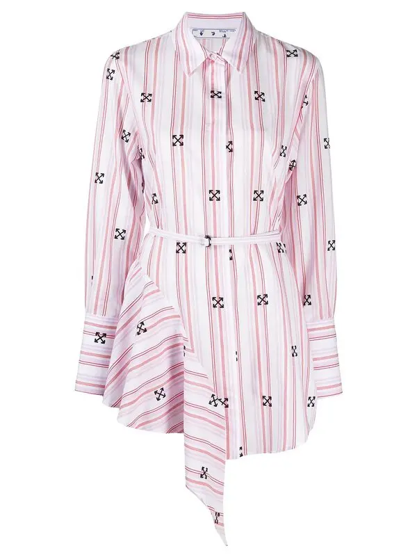 Off-White Asymmetric Arrow Shirt Dress - Pink