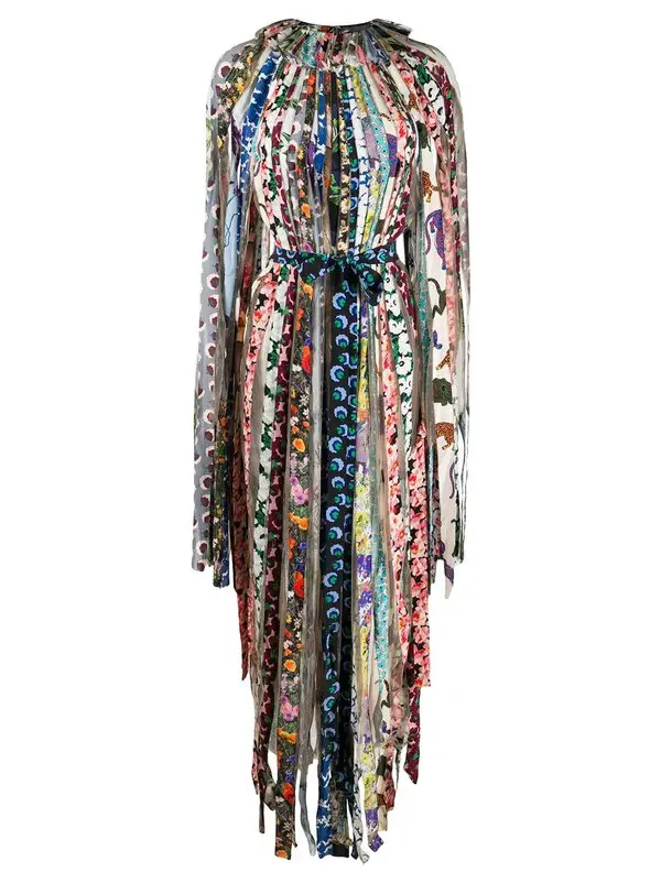 Stella McCartney Pleated Multi-print Draped Dress - White