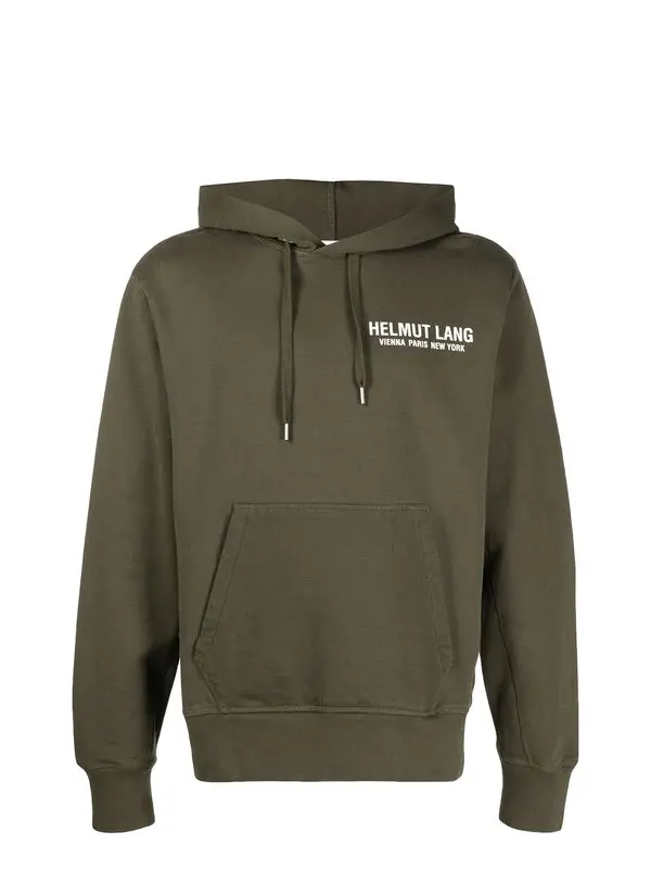 Helmut Lang Logo Print Hooded Sweatshirt - Green
