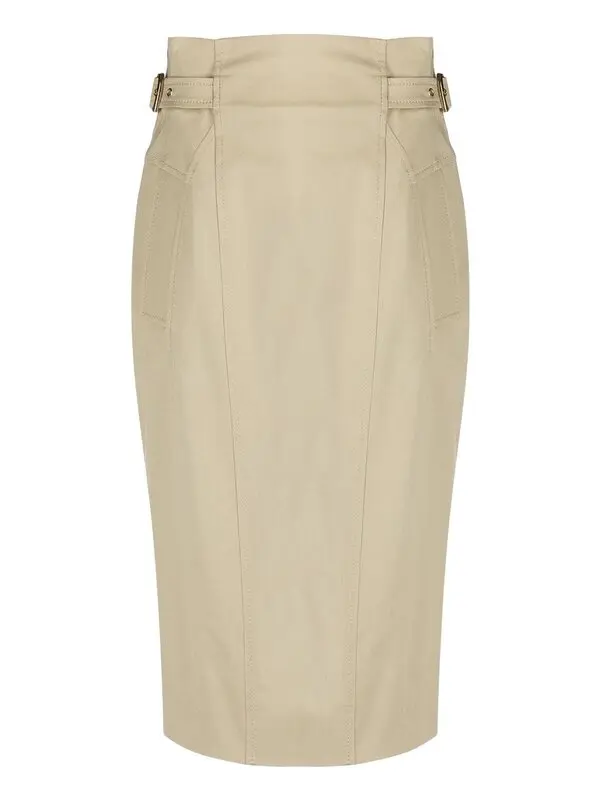 Alberta Ferretti Buckled Strap Pencil Skirt - Neutrals