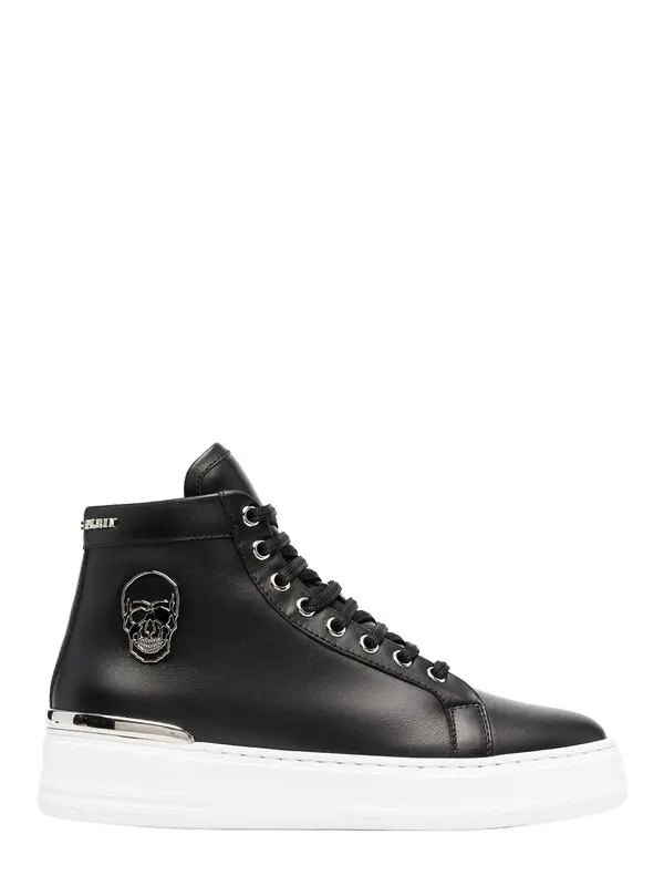 Philipp Plein Skull High-top Leather Sneakers - Black