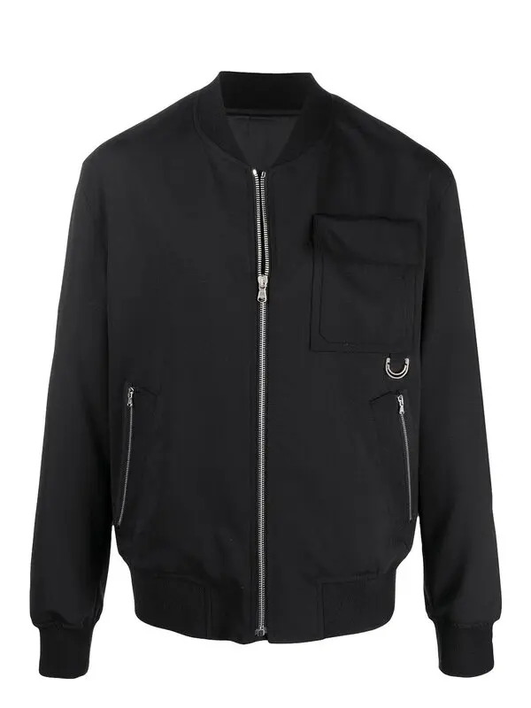 WOOYOUNGMI Stretch-wool Cargo Bomber Jacket - Black