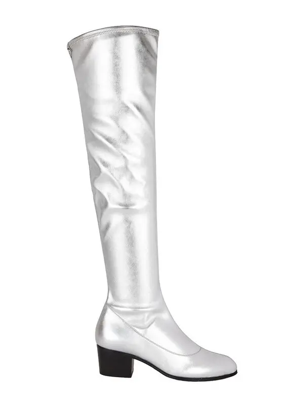 GIUSEPPE ZANOTTI Metallic Leather Knee-high Boots - Silver