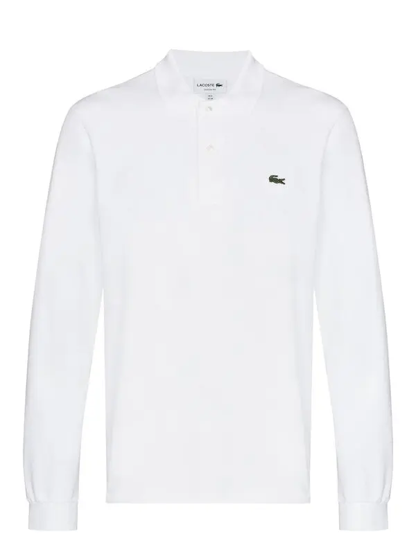 Lacoste Logo-patch Long-sleeve Polo Shirt - White