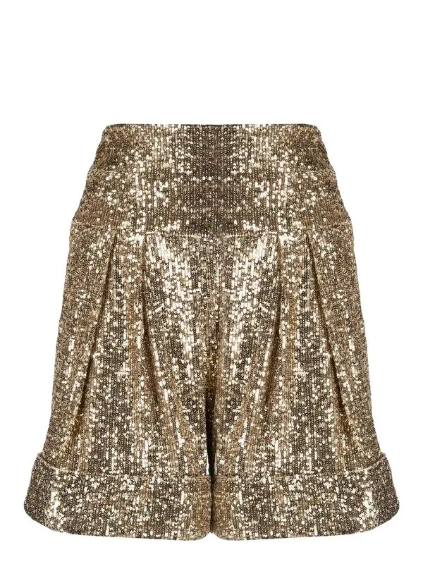Balmain High-waisted Sequinned Shorts - Yellow