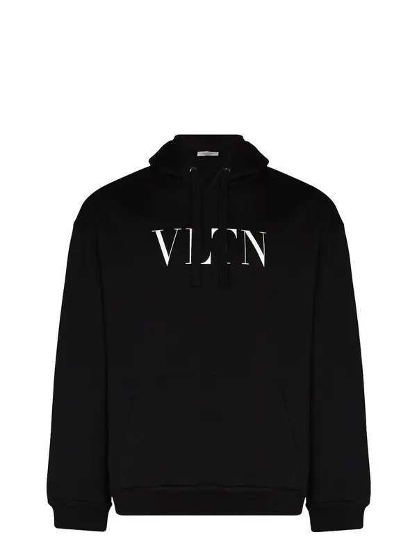 Valentino Garavani Vltn-print Hoodie - Black