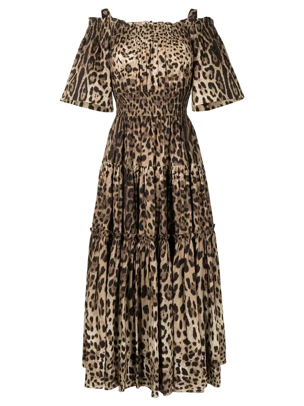 Dolce & Gabbana Leopard-print Midi Dress - Brown