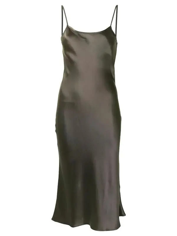 Voz Midi Silk Slip Dress - Brown