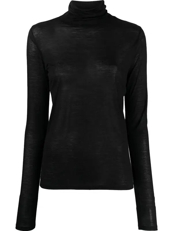 BASERANGE Rollneck Long-sleeve Bamboo T-shirt - Black