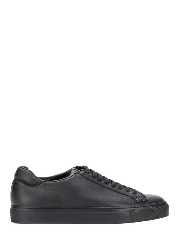 SCAROSSO Leather Low Top Sneakers - Black