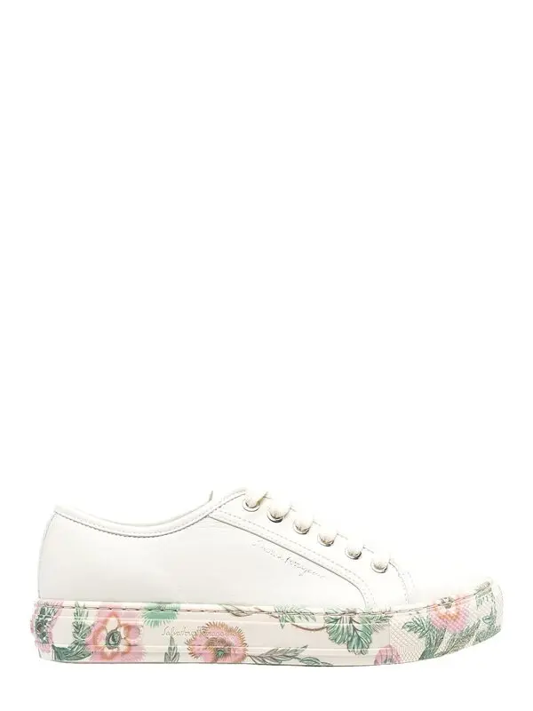 FERRAGAMO Floral-trim Low-top Sneakers - Neutrals