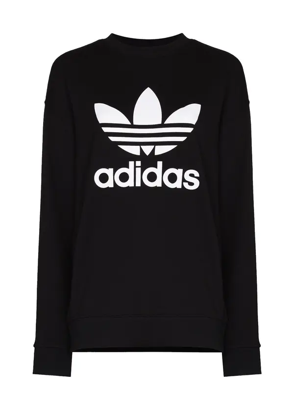 Adidas Logo-print Cotton Sweatshirt - Black