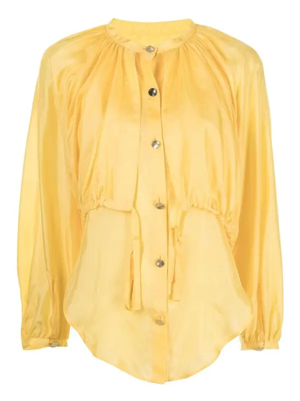 EUDON CHOI Tie-fastening Long-sleeve Blouse - Yellow