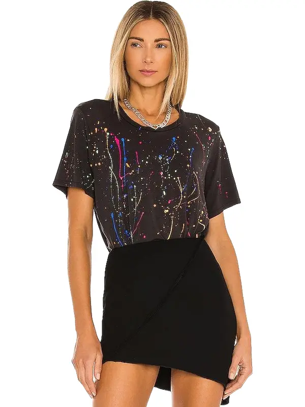 Michael Lauren Roman Boyfriend Tee - Onyx & Neon Splatter