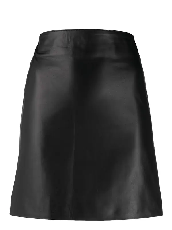 MANOKHI High-waisted Leather Skirt - Black