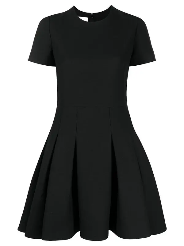 Valentino Garavani Pleated Flared Mini Dress - Black