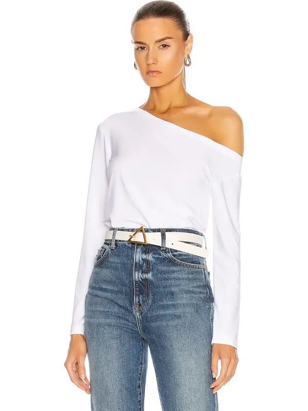 Norma Kamali Long Sleeve Drop Shoulder Top - Snow White