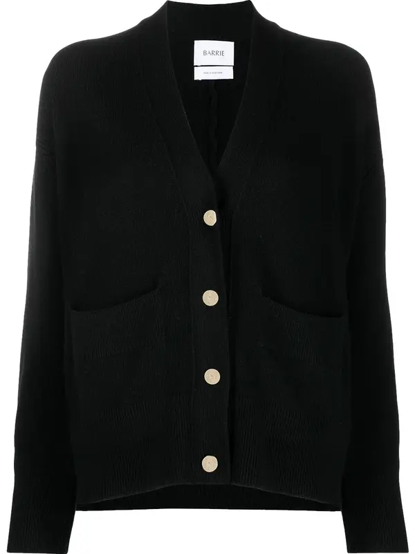 BARRIE Button-up Cashmere Cardigan - Black