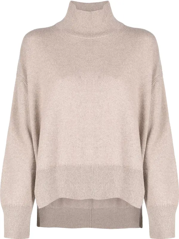 BARRIE Roll Neck Cashmere Jumper - Neutrals