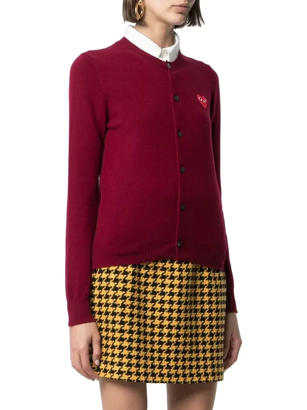 Play Comme Des Garcon Heart Motif Cardigan - Red