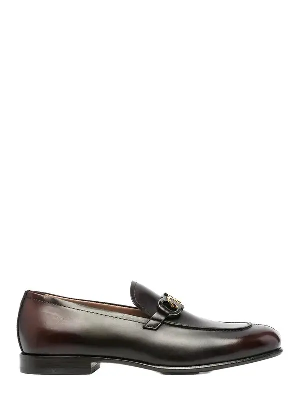FERRAGAMO Gancini Square-toe Loafers - Black