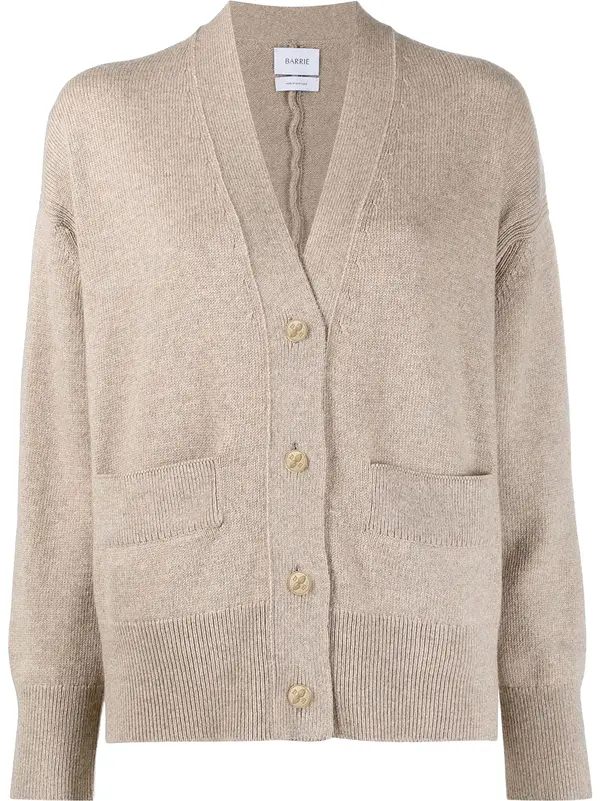 BARRIE Ribbed Cashmere Cardigan - Neutrals