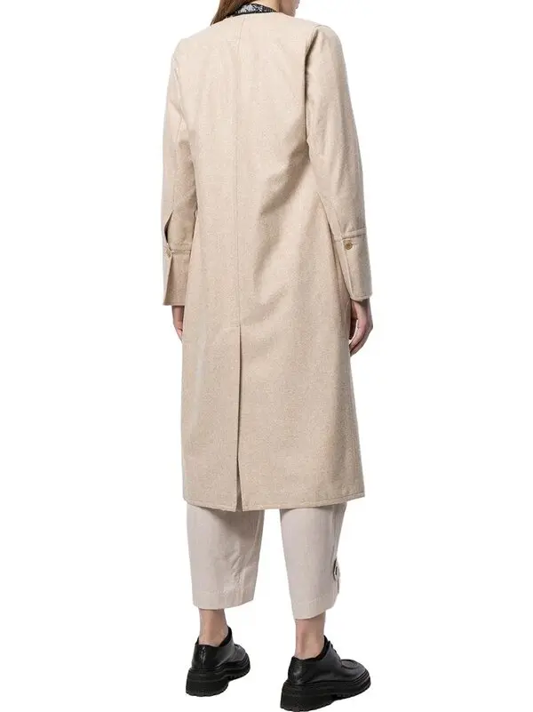 Y’s Asymmetric Front Wool Coat - Brown