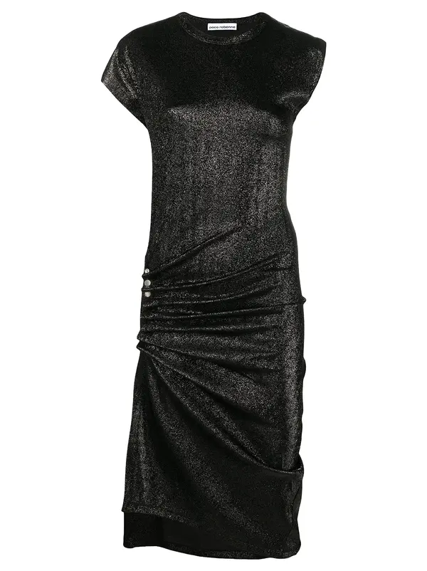 Rabanne Lurex Jersey Draped Dress - Black
