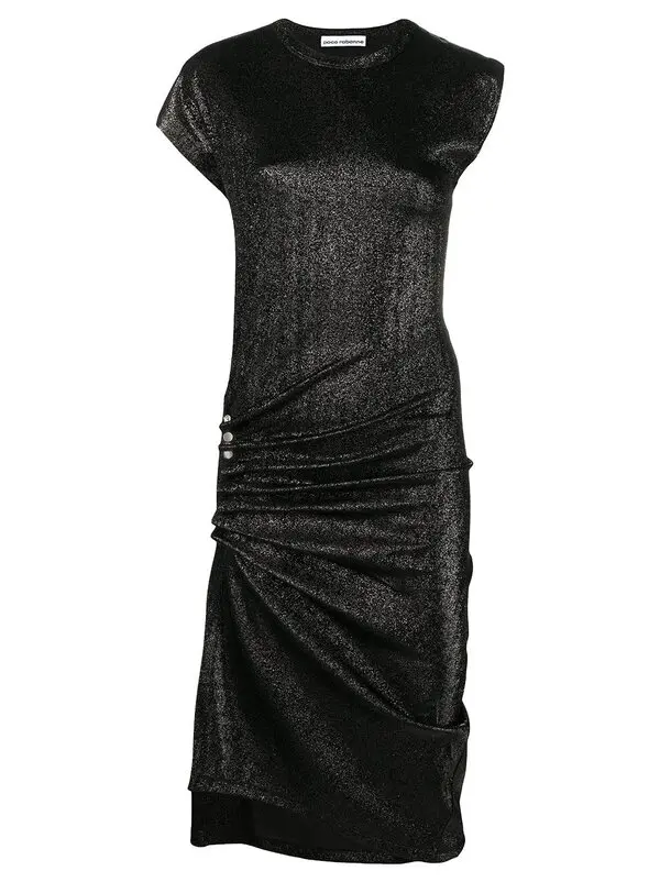 Rabanne Lurex Jersey Draped Dress - Black