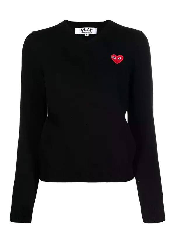 Play Comme Des Garcon Motif V-neck Jumper - Black