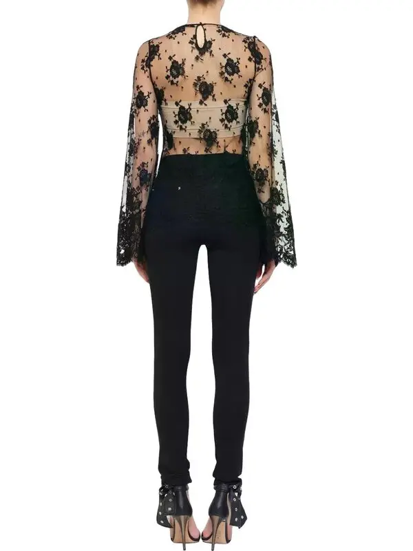 Givenchy Sheer Floral Lace Blouse - Black
